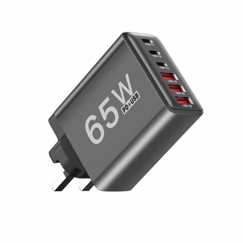 65W USB-устройство с несколькими портами, Черный - UK