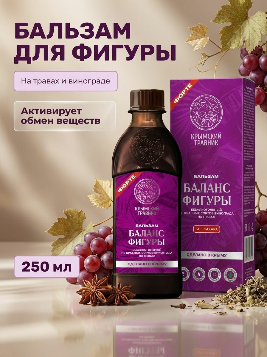 Бальзам Баланс фигуры без сахара для метаболизма и пищеварения, 250 мл