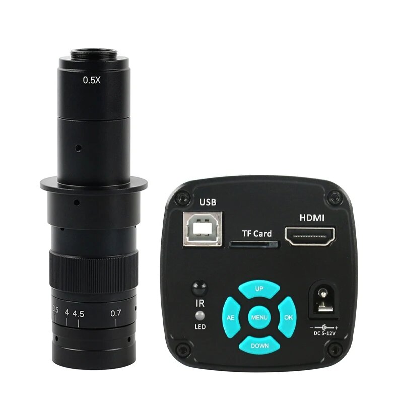 Камера для микроскопа UHD 4K 1080P 48MP с HDMI и USB, 100X 130X 180X 200X 300X 500X With 180X Lens