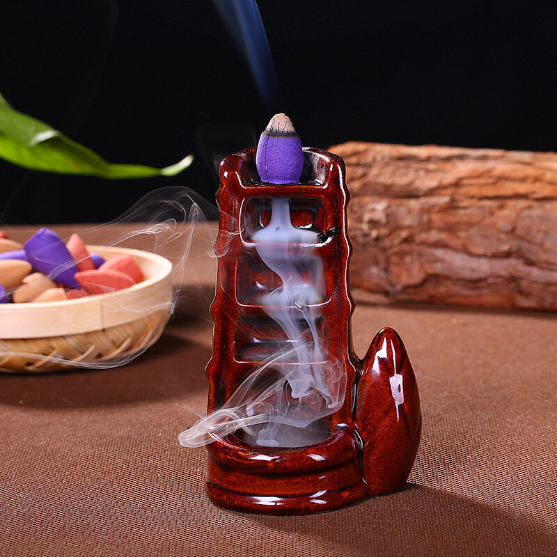 Обратный поток ароматического горелки, керамическая горная водная горелка, камень удачи, маленькая лотосовая ароматическая горелка, большая обратная ароматическая горелка из смолы