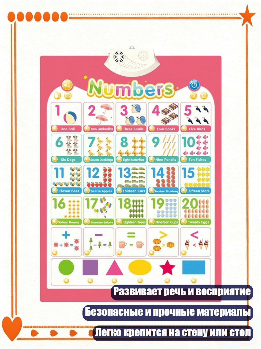 Интерактивная говорящая настенная карта для детей, число