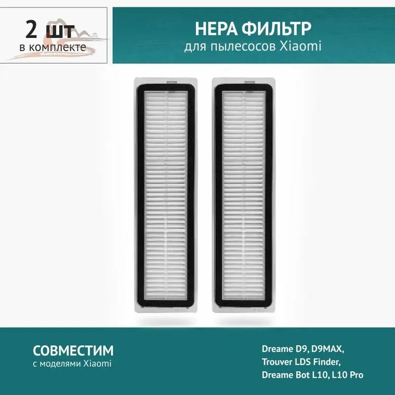 Нера фильтр 2шт. для робот-пылесоса Xiaomi Dreame D9, D9 max, D9 pro, Xiaomi Trouver LDS Finder, Dreame Bot L10 Pro