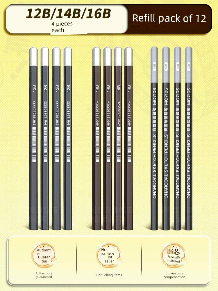 Marley Sketch Pencils Charcoal Pencils for Art Students 2B4B6B8B14B Professional-Grade Sketch Pen Tool Set Hb Drawing