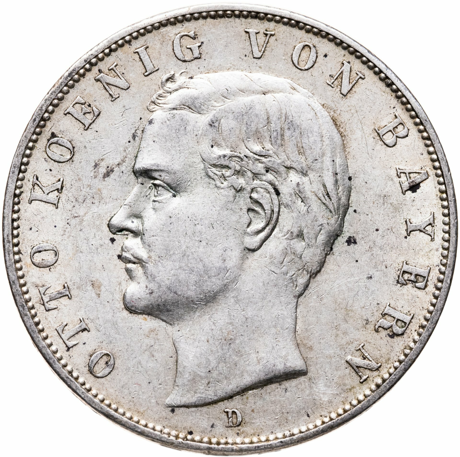 Германская империя Бавария 3 марки mark 1909 D, Серебро 900, в сохранности XF-AU