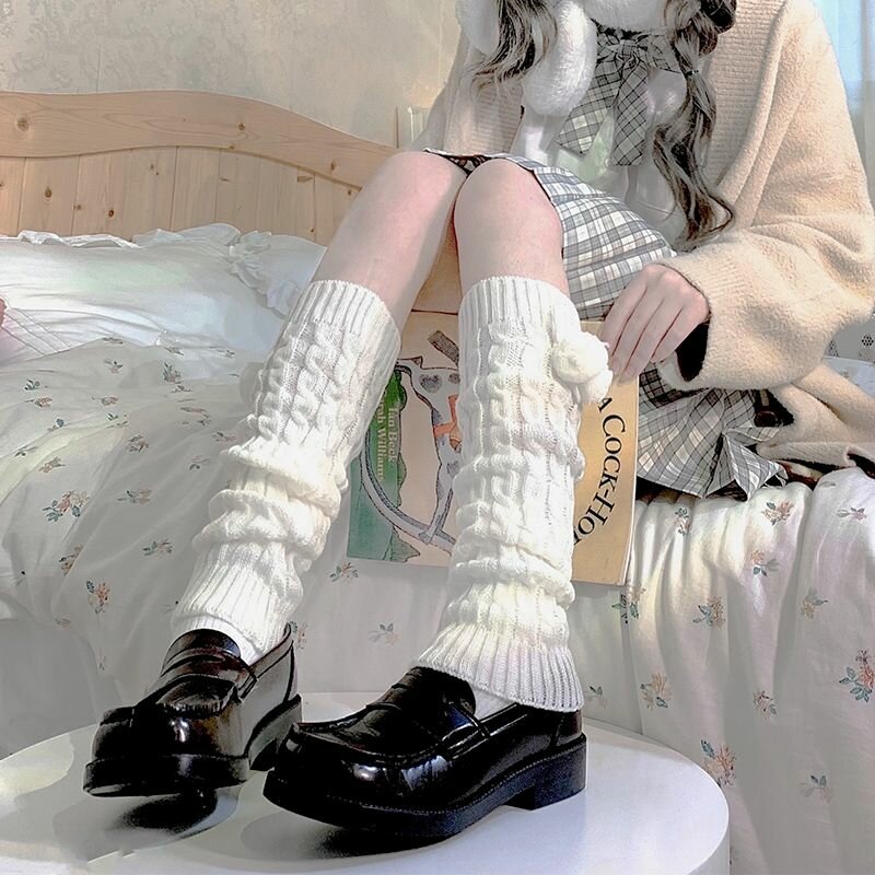 Набор теплых носок Y2K для девочек, зимние пушистые гетры, теплые носки до середины икры, утолщенные зимние носки JK, модные для женщин