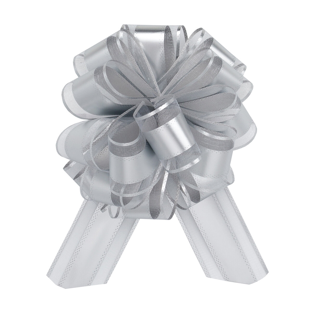 Бант 'Шар' для упаковки подарка, диаметр 14 см, ширина ленты 5 см, цвет серебристый, 1 шт/упак