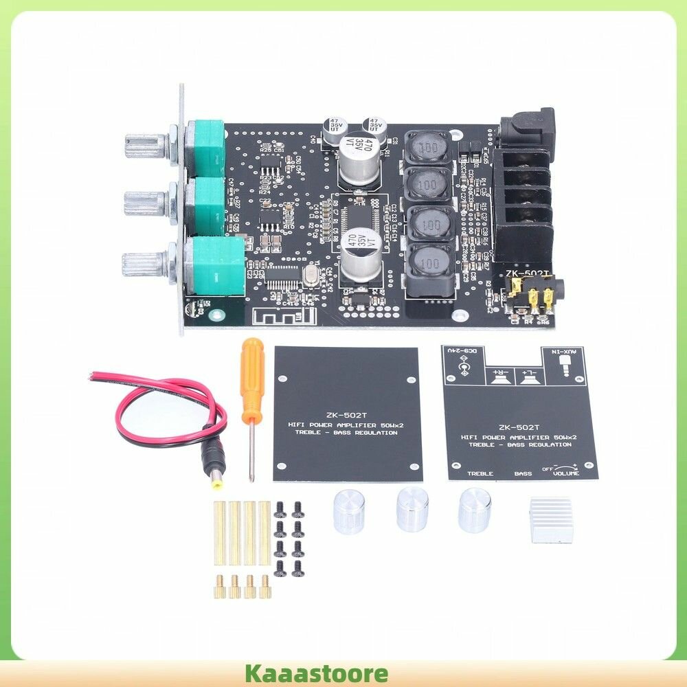 Плата усилителя 50Вт+50Вт стерео, BT/AUX, набор с контролем НЧ/ВЧ