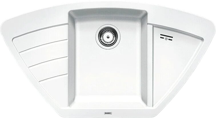 Мойка кухонная Blanco Zia 9 E угловая, 93x51, мойка для кухни, с крылом, трапеция, матовая, белая