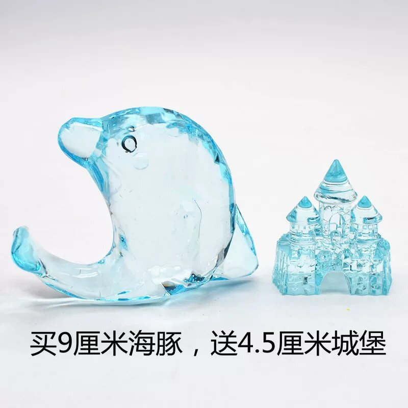 Акриловый прозрачный пластиковый кулон-имитация кристалла в виде голубого дельфина, морское животное, украшение для