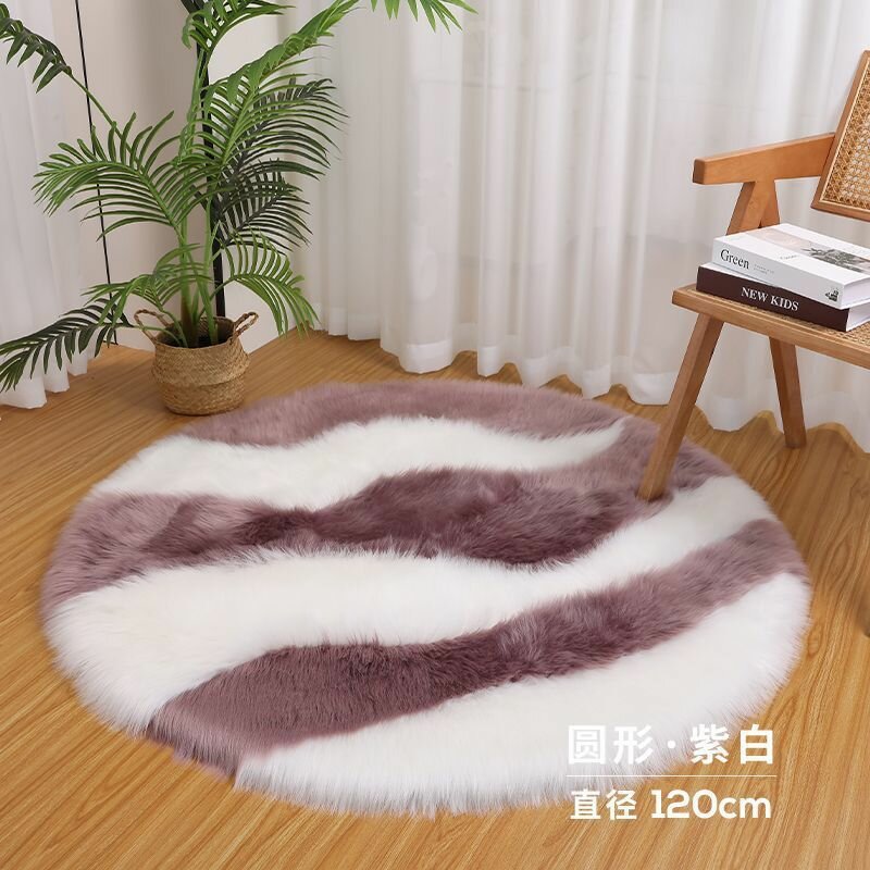 [2025] Ковер из искусственной шерсти в скандинавском стиле, утолщенный прикроватный коврик для спальни, плюшевый ковер для изножья кровати, плюшевый напольный коврик для дивана, подушка для эркера.