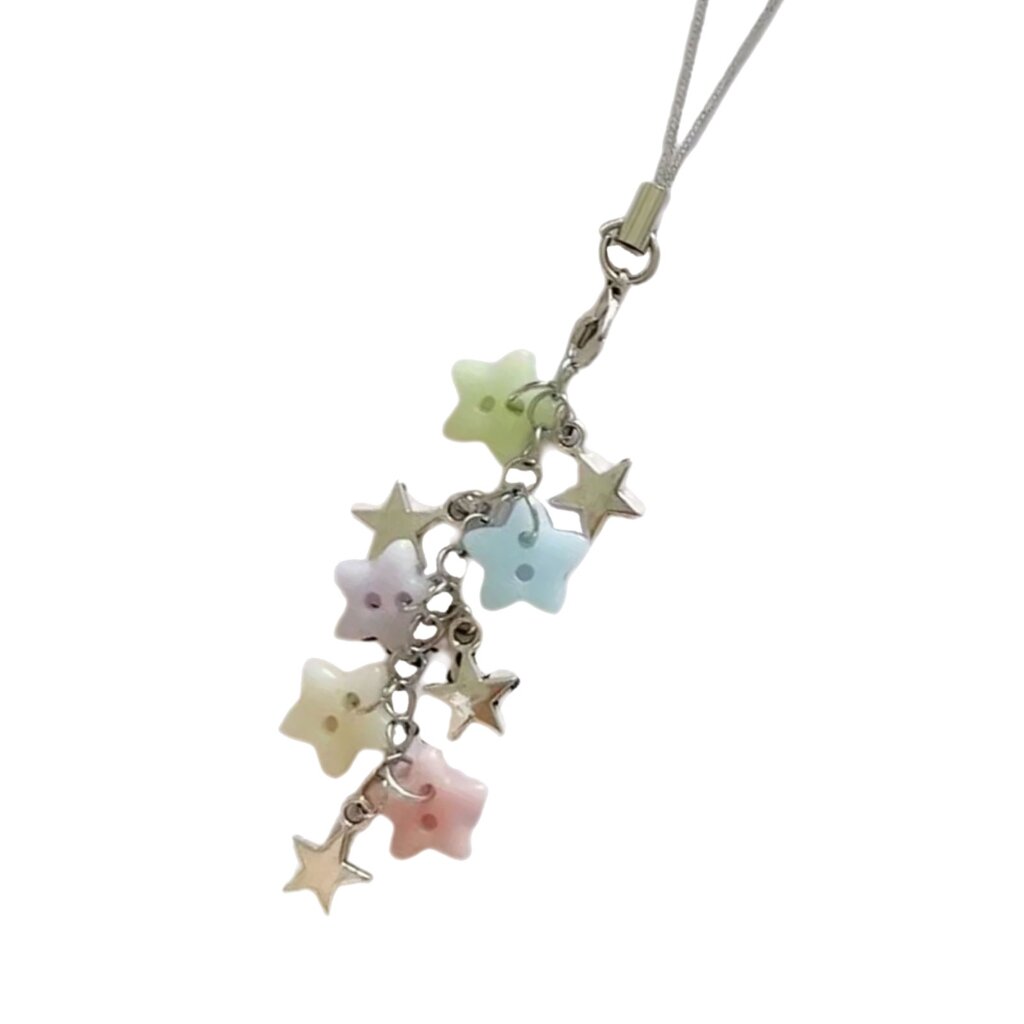 Брелок для телефона ручной работы в виде звезд, украшенный разноцветными бусинами и надежной застежкой, идеально подходит для ключей и сумочки. Модный аксессуар.