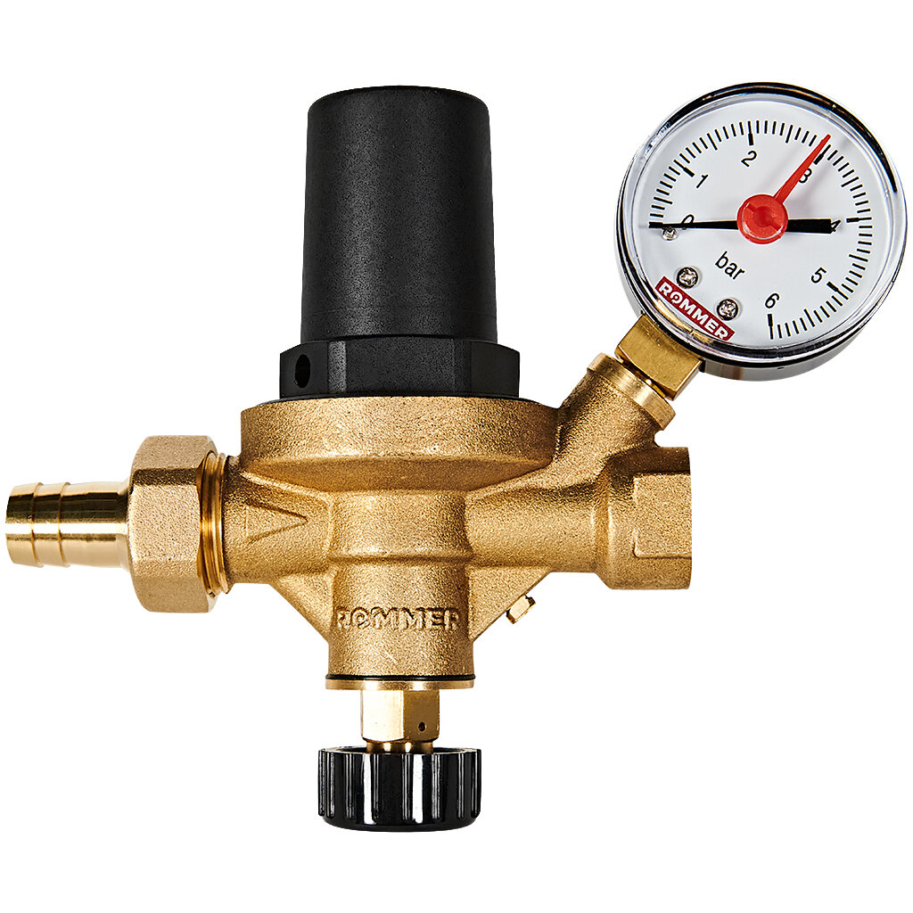 Клапан подпиточный 1/2" ВН ROMMER с манометром латунь