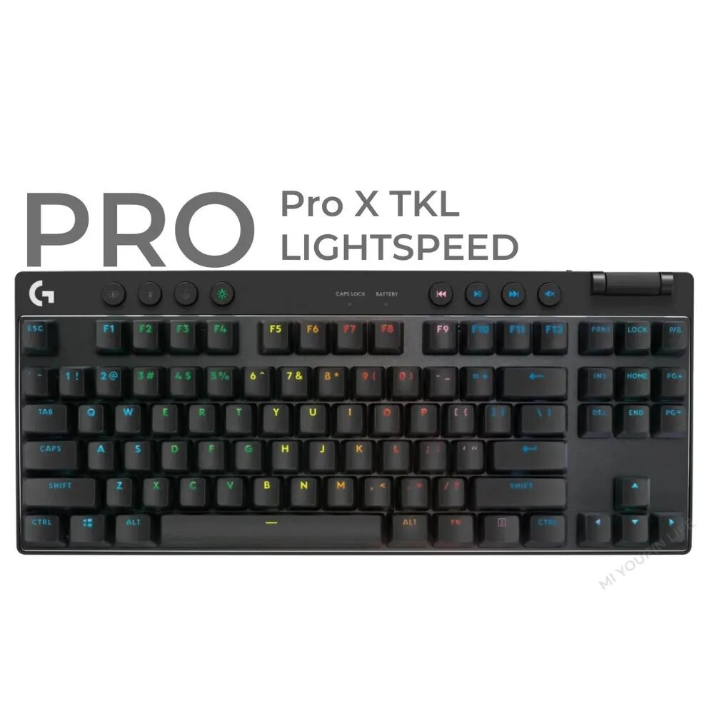 Logitech Игровая клавиатура беспроводная Pro X TKL LIGHTSPEED Bluetooth LIGHTSYNC RGB, (GX Brown), Английская раскладка, черный