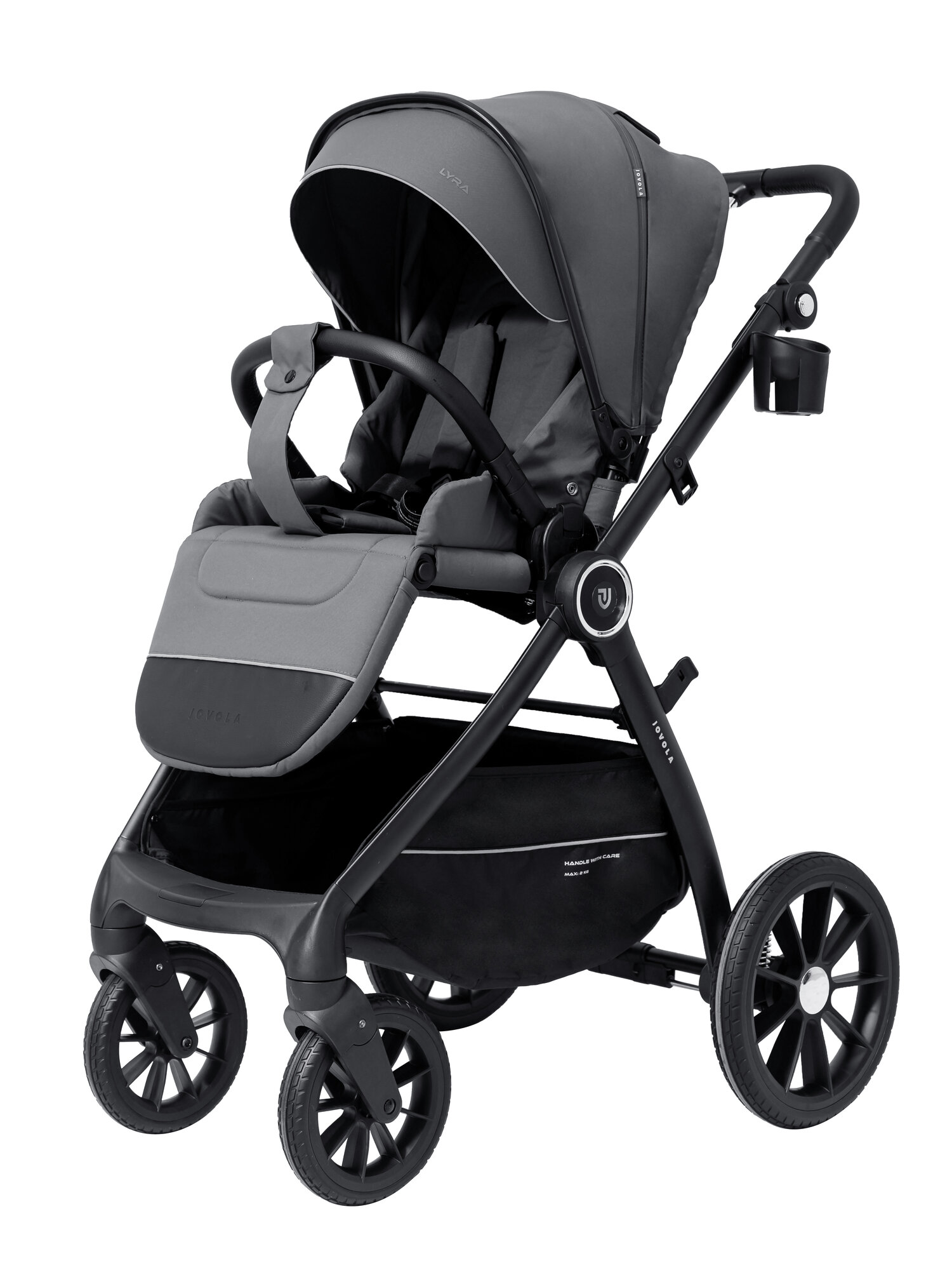 Коляска детская прогулочная Jovola Lyra, с реверсивным блоком, серый