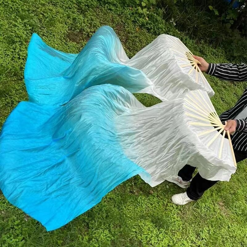 Вейлы для танцев шелковые - 2 шт, 1,5 м правой и левой руки Длинный шелковый веер