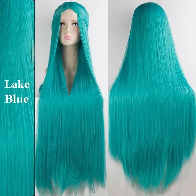 Косплей парик 100 см белый длинные прямые волосы парик