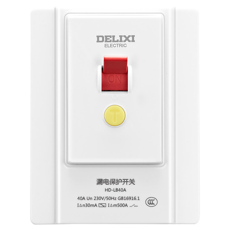 Защитный вилка Delixi с выключателем для защиты от утечки тока для водонагревателя и кондиционера 16A 10A