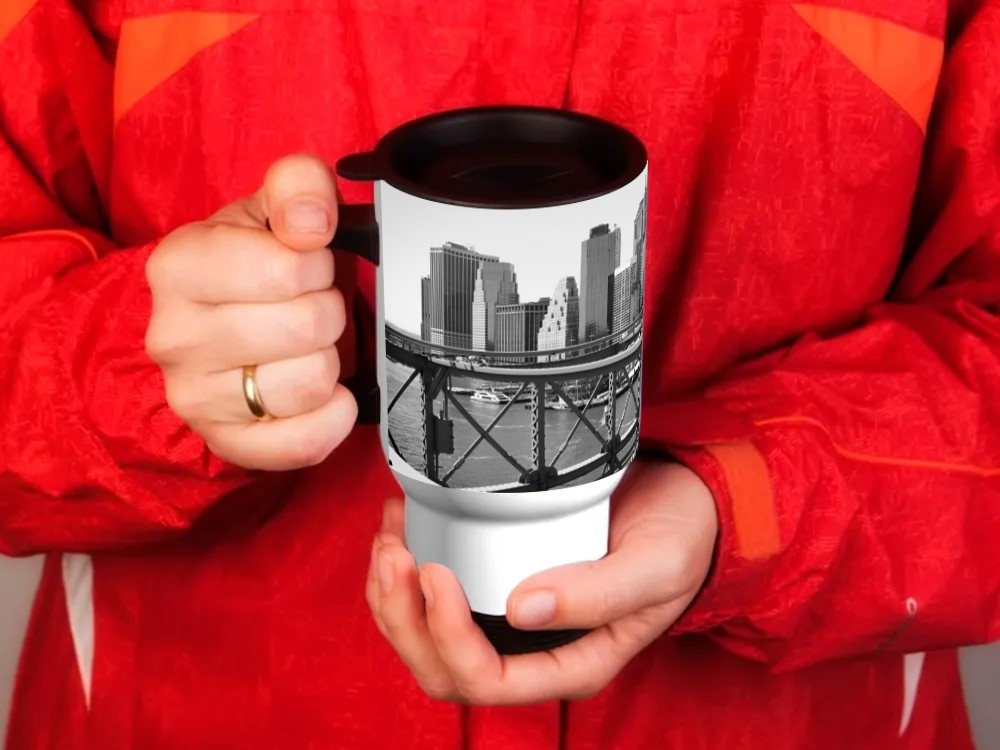 Тремокружка для авто с принтом "Такси, нью-йорк, нью йорк" 0.5 л.