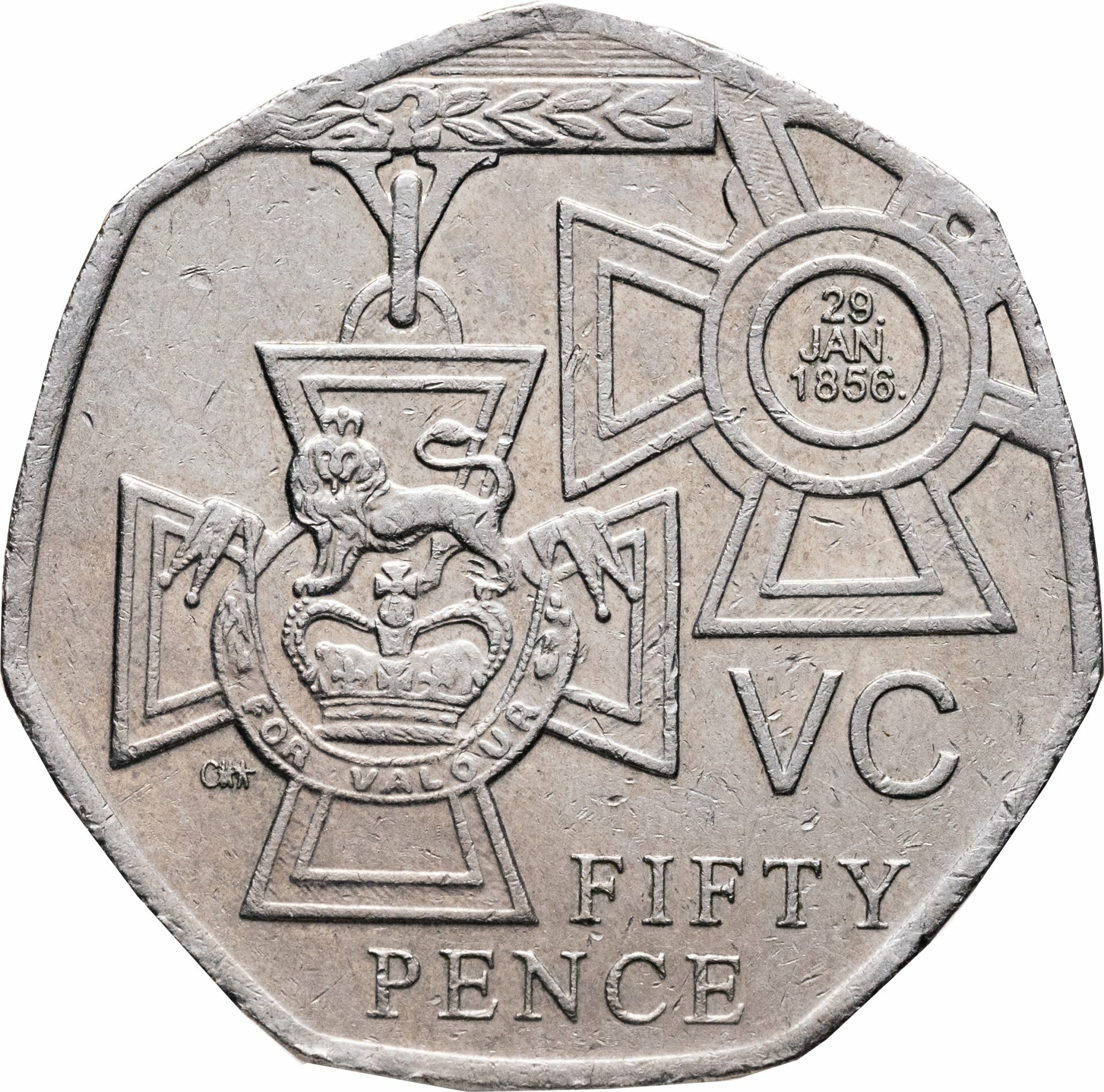 Великобритания 50 пенсов 2006 "150 лет со дня учреждения "Креста Виктории", Мельхиор медь-никель, в сохранности XF-AU