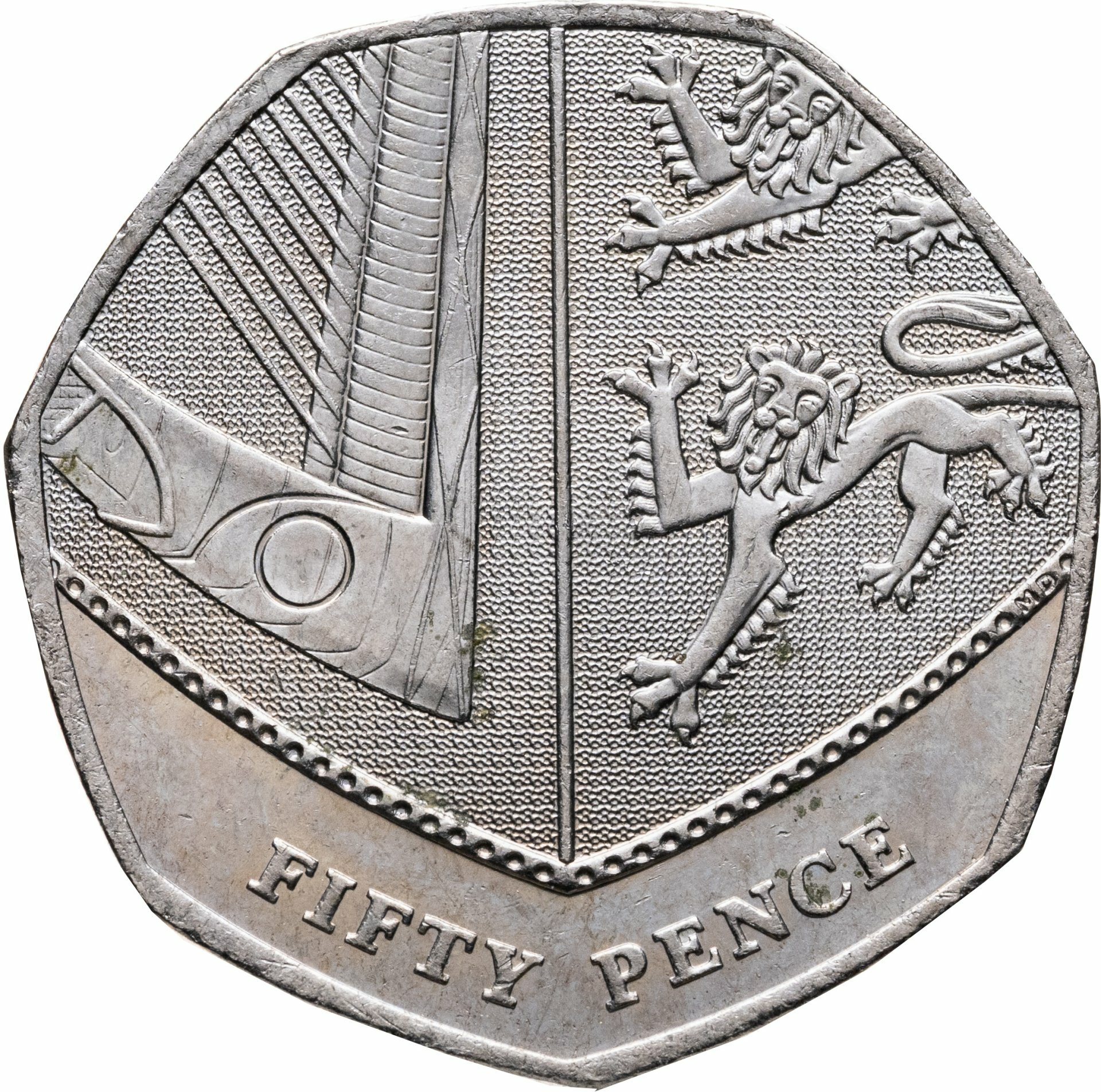 Великобритания 50 пенсов pence 2008, Мельхиор медь-никель 917, в сохранности AU