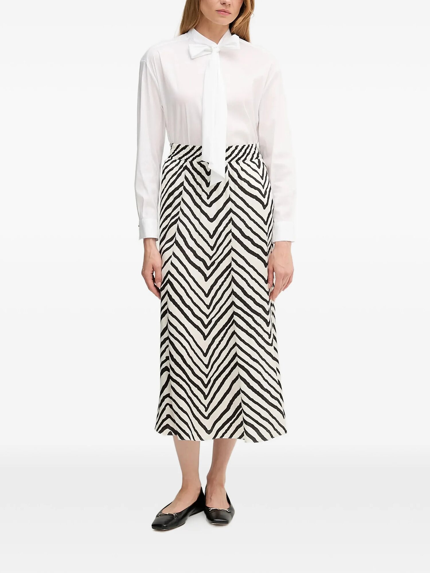 Юбка Marc Aurel Chevron mid skirt, размер 36, бежевый/белый — фото 1