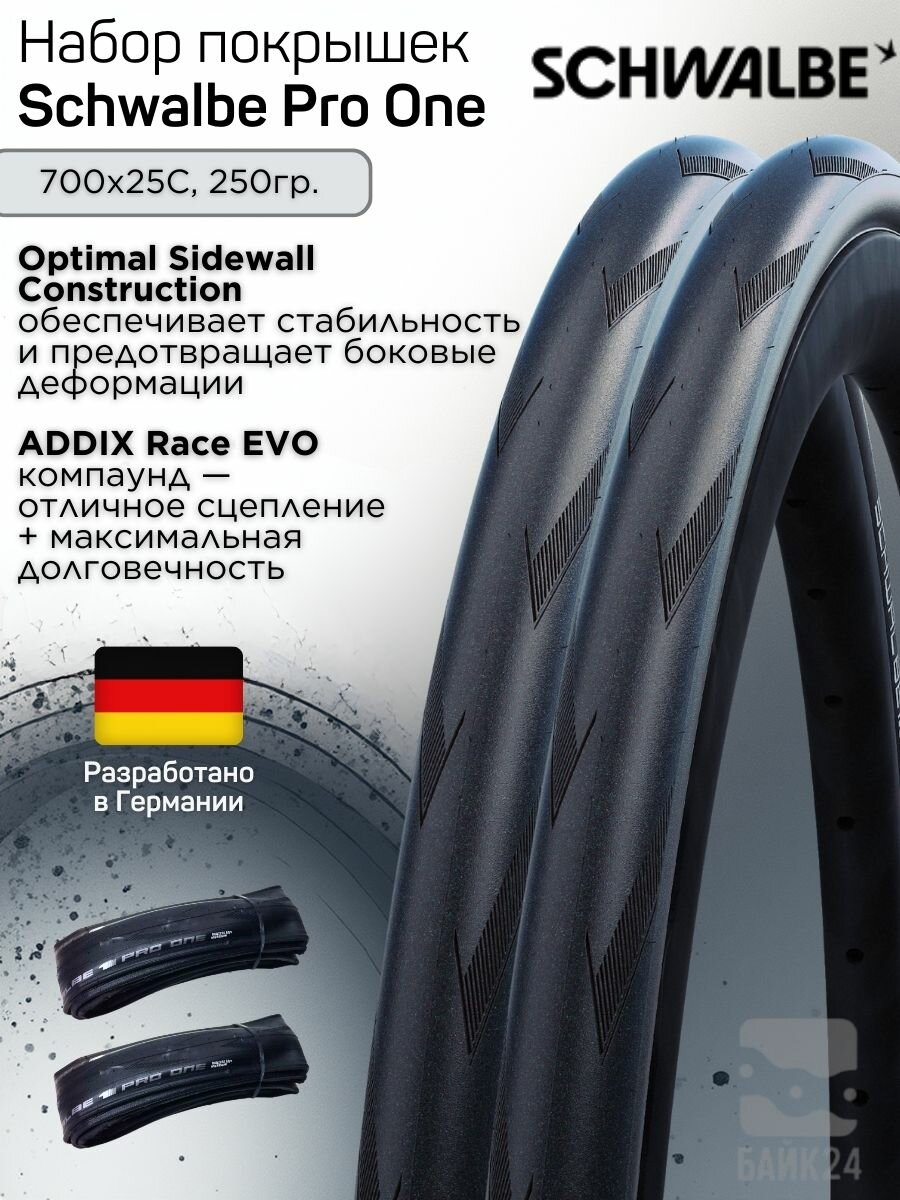Набор покрышек 700x25C Schwalbe Pro One Evo OSC TLE