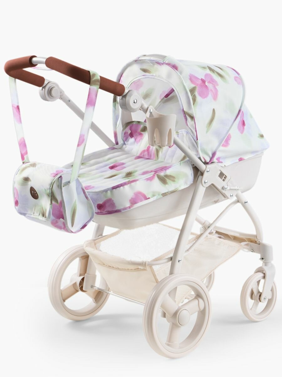 331956, Коляска для кукол ASHLEY от Happy Baby, детская игрушечная коляска для игрушек, белая с цветами