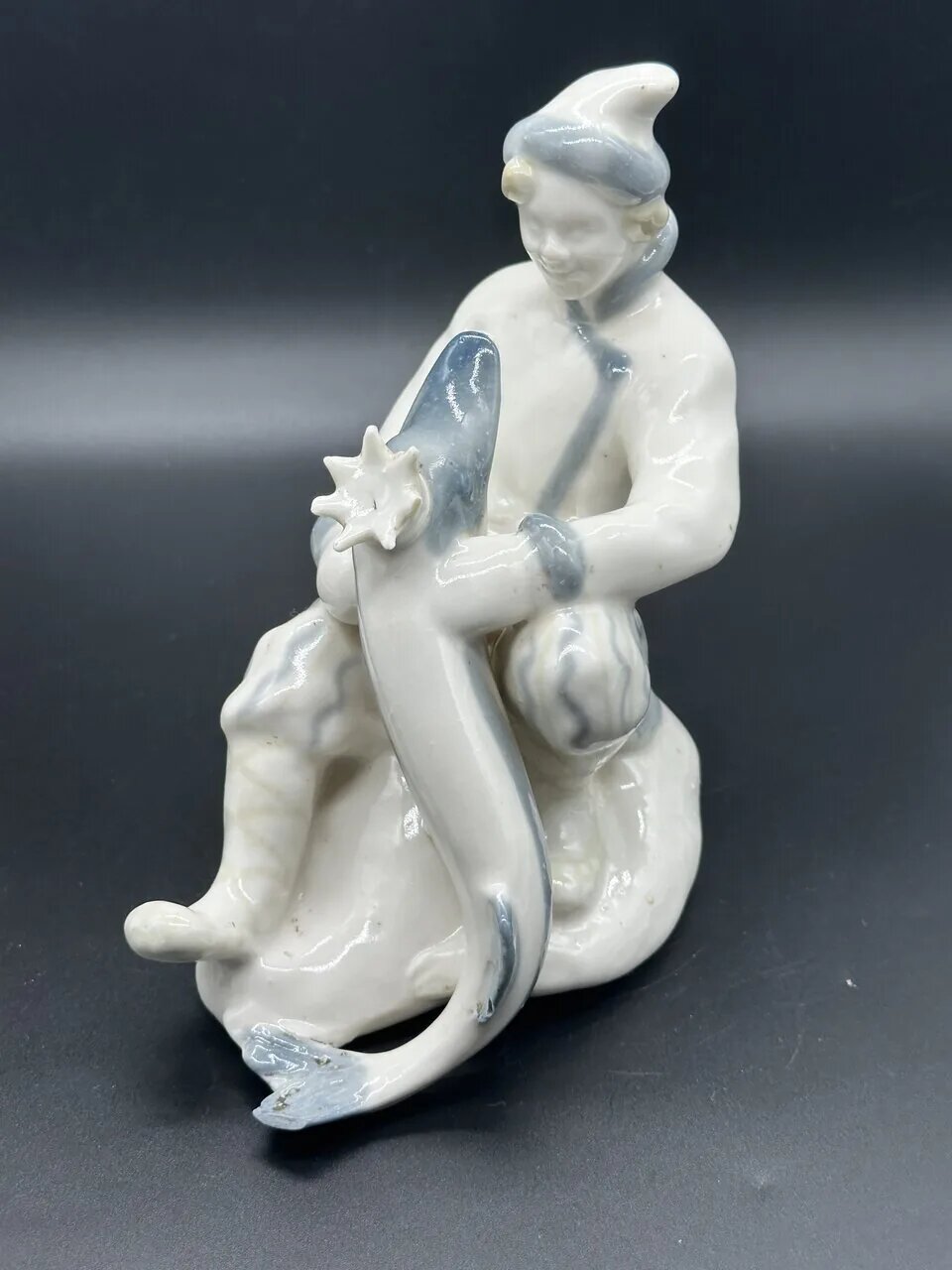 Статуэтка Емеля Со Щукой фарфор Лзфи 1960 годы редкая