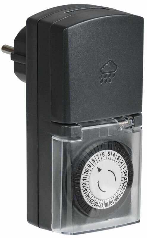 Розетка-Таймер IEK РТМ-4, чёрный, IP44, 30 мин, 24 ч, 48 on/off, 16 А