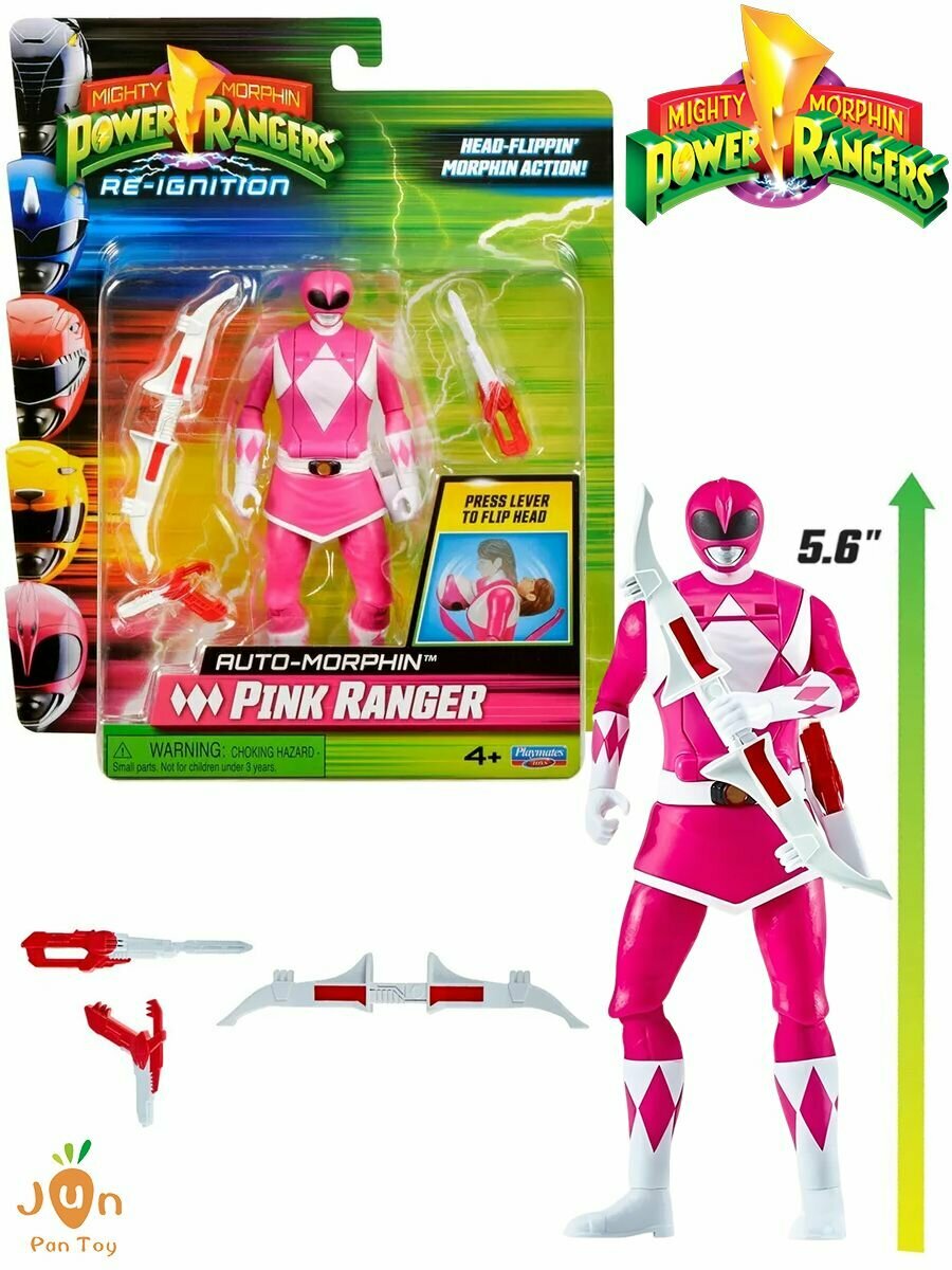 Фигурка Playmates Toys Power Rangers Pink Ranger Action Figure / Коллекционная фигурка Могучих Рейнджеров, 14 см, с аксессуарами и подвижными суставами. Подарок для детей от 4 лет, PM68043