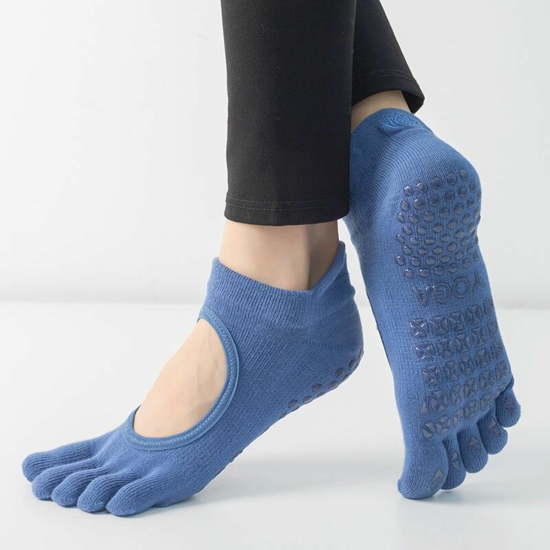 Женские носки для йоги с пятью пальцами и вышитым логотипом на спине, 1 пара
