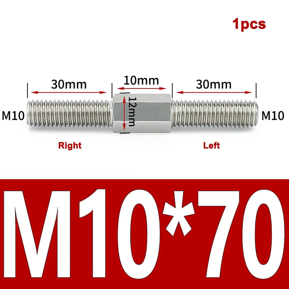 Болты-стержни GooBetter М10 нержавеющая сталь M10x70mm-1pcs