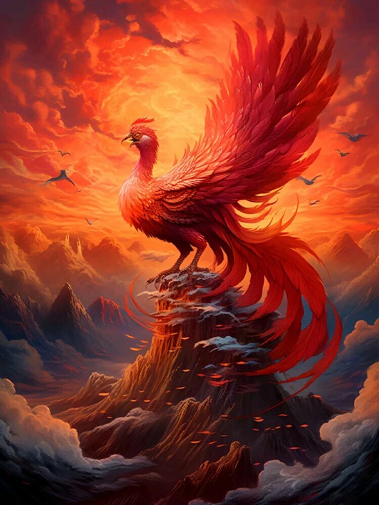 Алмазная живопись Феникс, 20x25см, SHANG2772, Красный