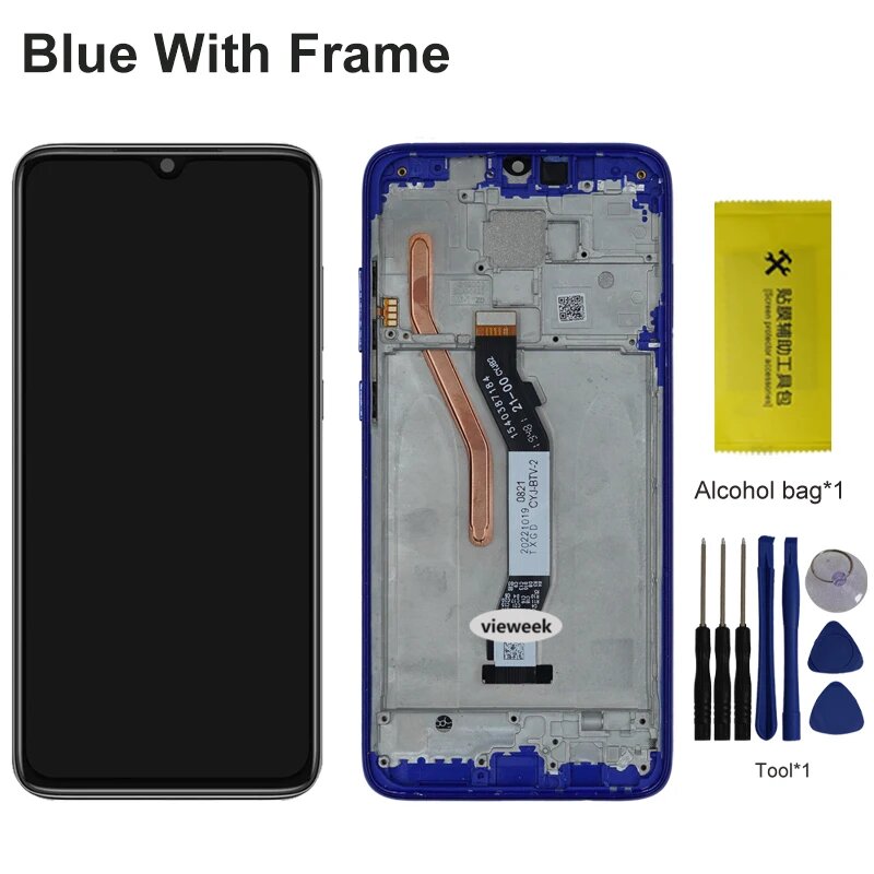 6,53 "для Xiaomi Redmi Note 8 Pro M1906G7I M1906G7G ЖК-дисплей с цифровым Blue With Frame