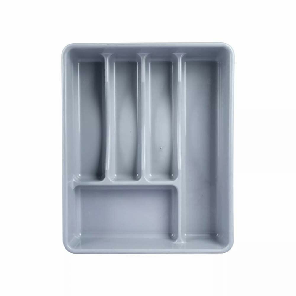 Лоток для столовых приборов 33x26x5 см, 5 отсеков, полипропилен, серый