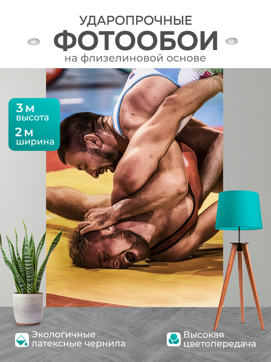 Фотообои моющиеся ударопрочные "Бороться, борец, виды спорта" 200x300 см. флизелиновые на стену