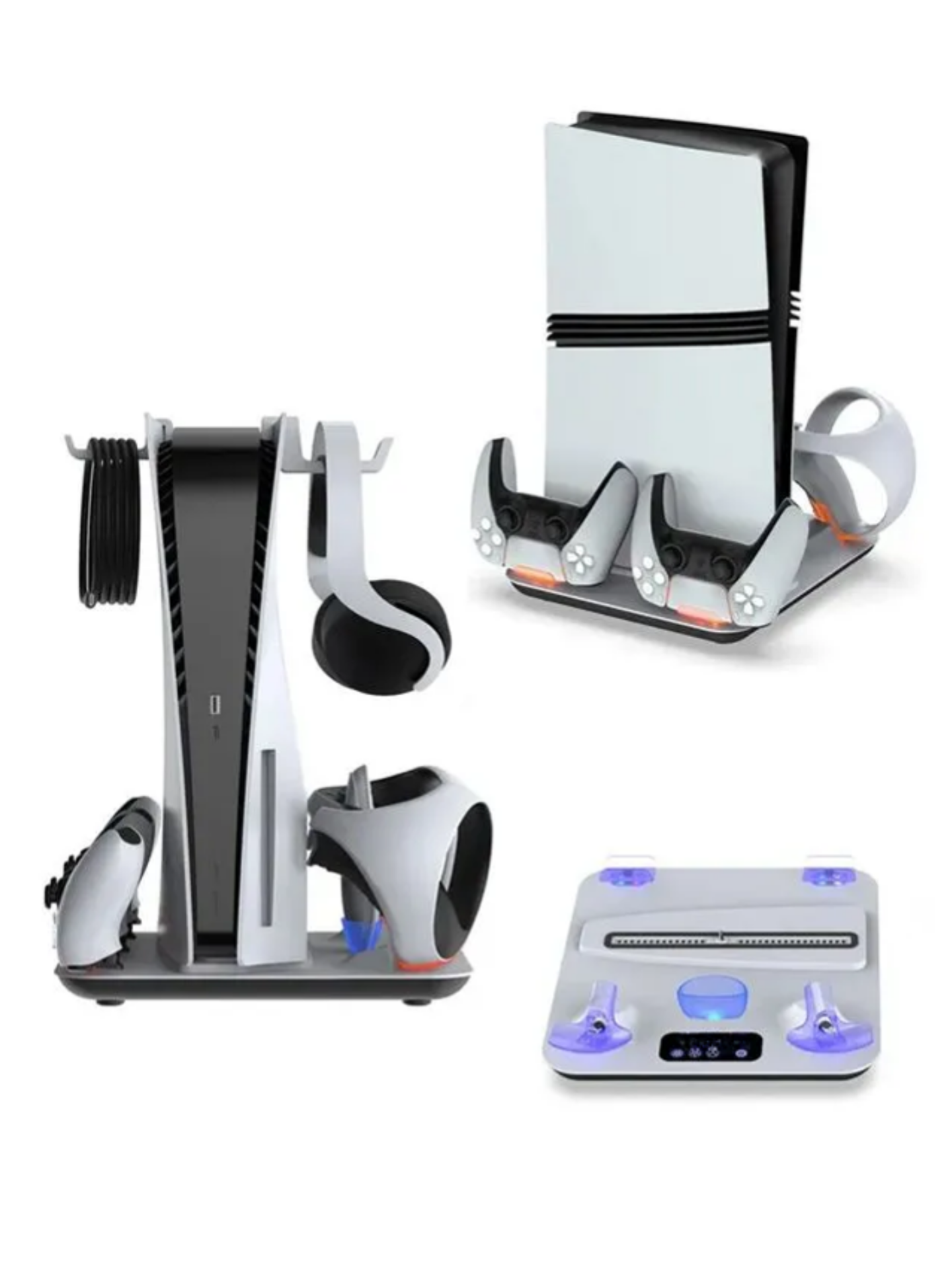 Вертикальная подставка c охлаждением для игровой приставки PlayStation 5 и PS5 SLIM для геймпадов dualsense и VR2 Sense