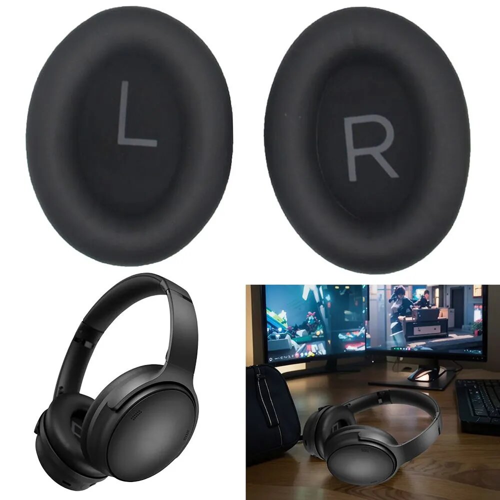 Амбушюры замена для Bose QuietComfort 45, черные, с улучшенной посадкой и комфортом