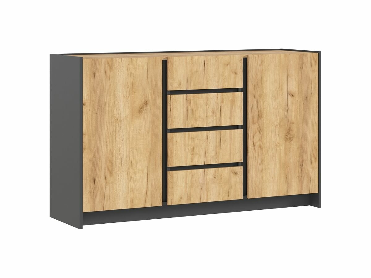 Остин Комод 1400 (2 двери 4 ящика) (Дуб крафт, Графит)