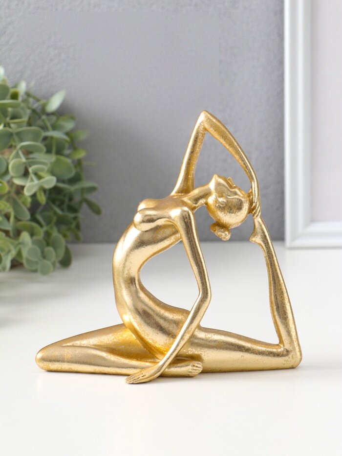 Фигурка полистоун «Обнажённая девушка-йог», под золото, 6.2×16×15.5 см