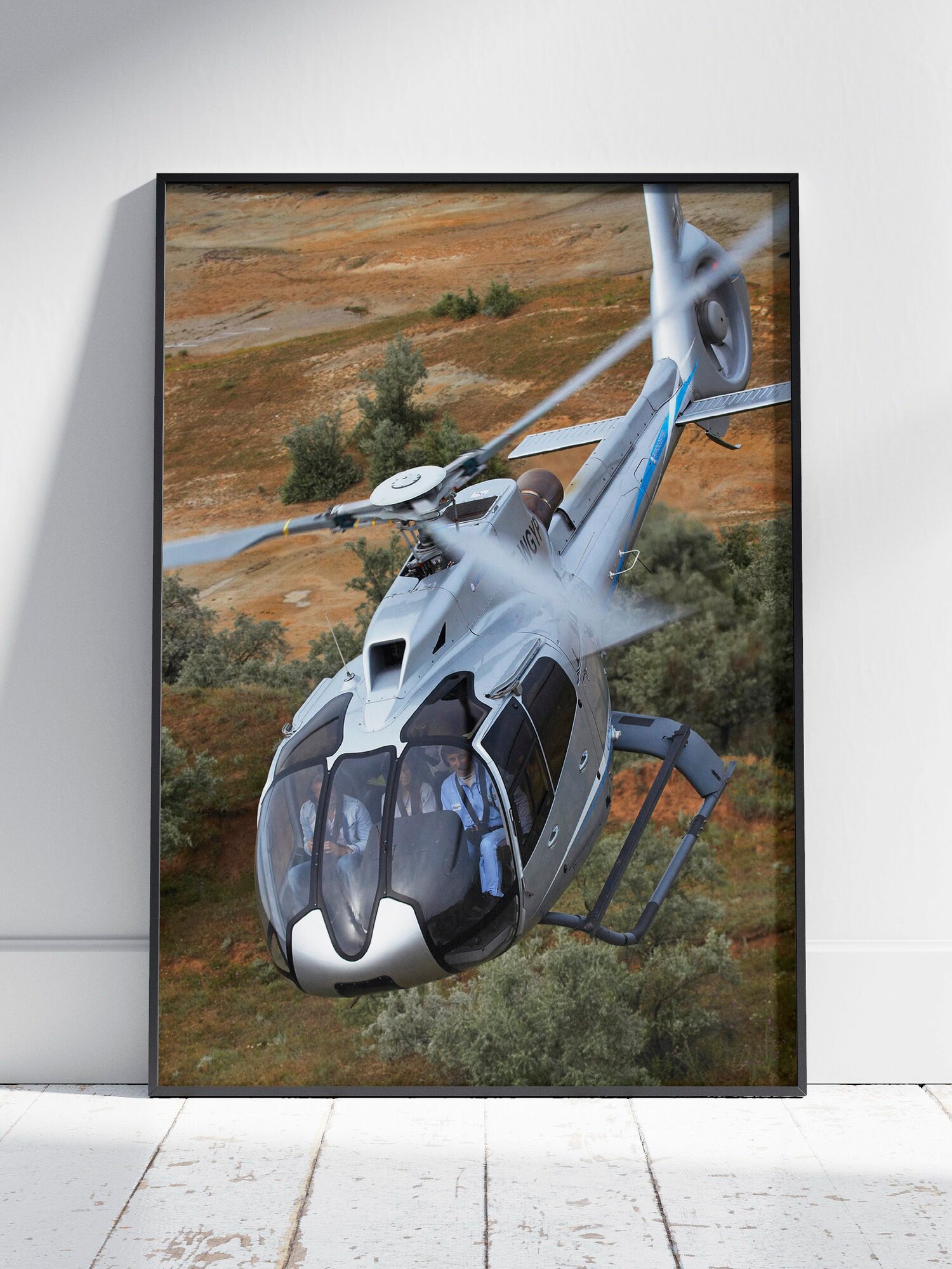 Плакат на стену для интерьера Транспорт и техника (Вертолёт Еврокоптер - Helicopter Eurocopter 3) - Постер по машине формата A4 (21x30 см)