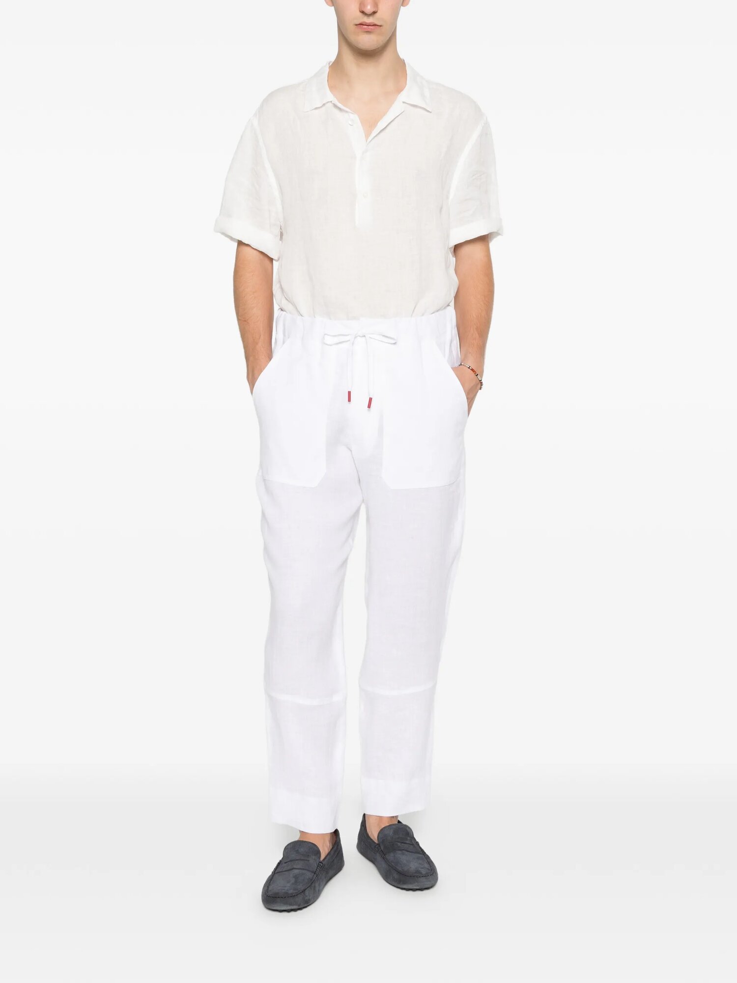 Брюки Kiton Linen trousers, размер 48, бежевый/белый — фото 1