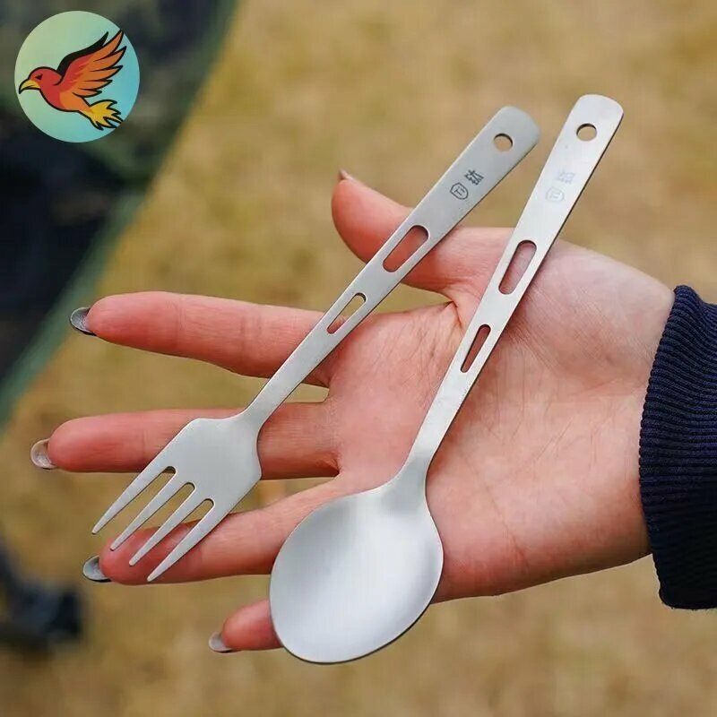 Туристические приборы для еды, HWZBBEN, титановая ложка, вилка