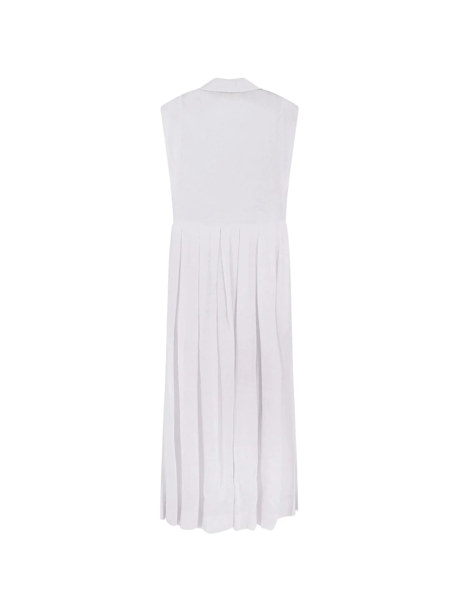 Платье SEMICOUTURE Collared pleated dress, размер 40, бежевый/белый — фото 1