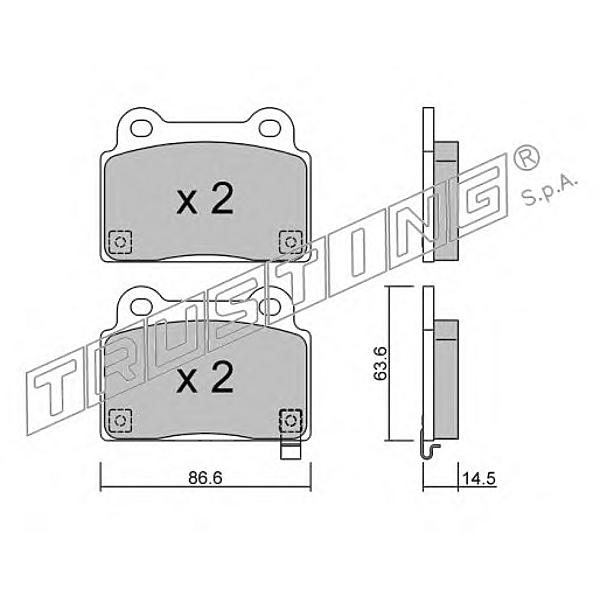 TRUSTING 843.0 (4605A584 / 4605A695) колодки дисковые задние\ Mitsubishi (Мицубиси) Lancer (Лансер) vIIi 08-15