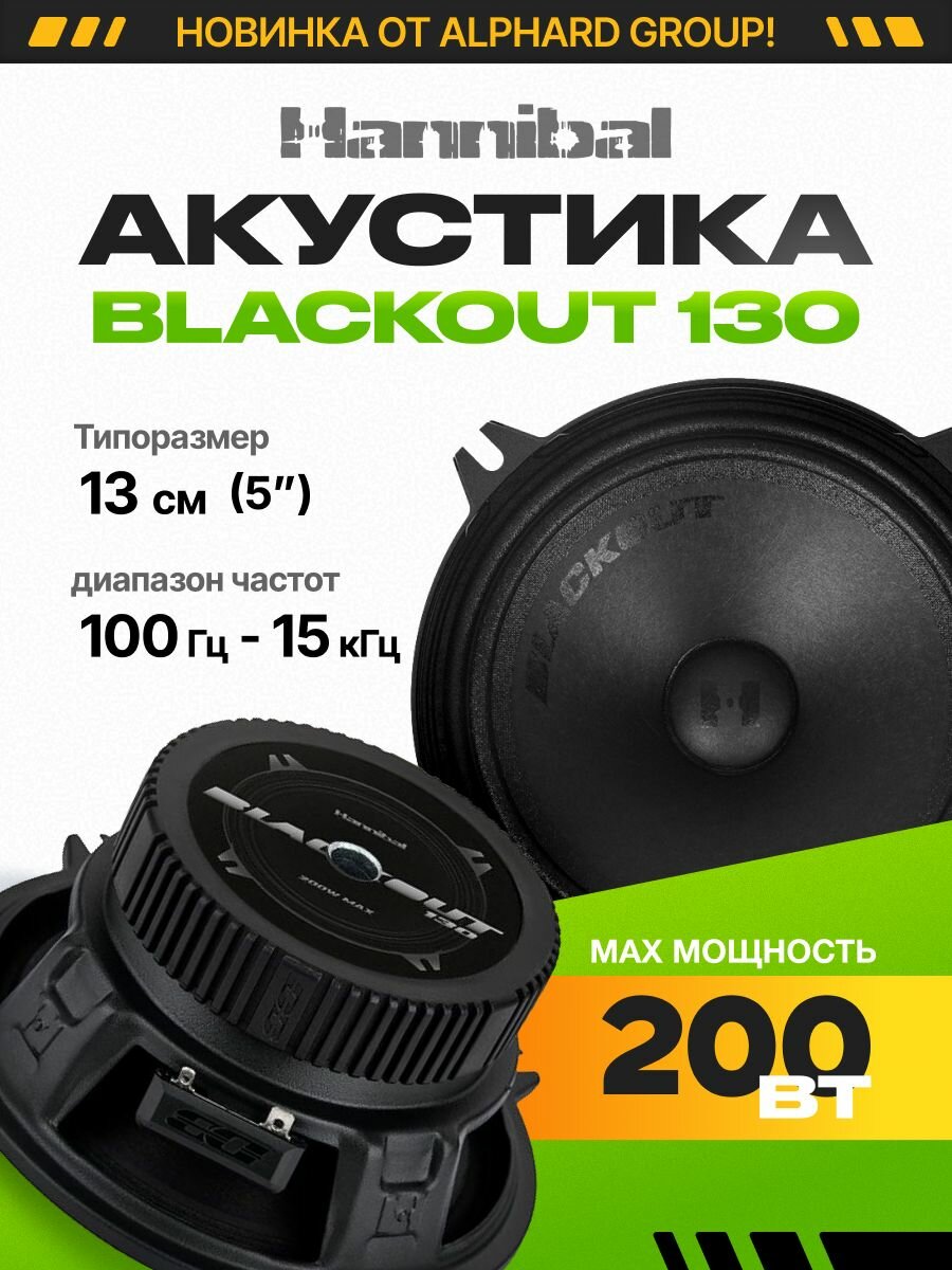 Колонки в машину ALPHARD Hannibal Blackout 130 / 13 см