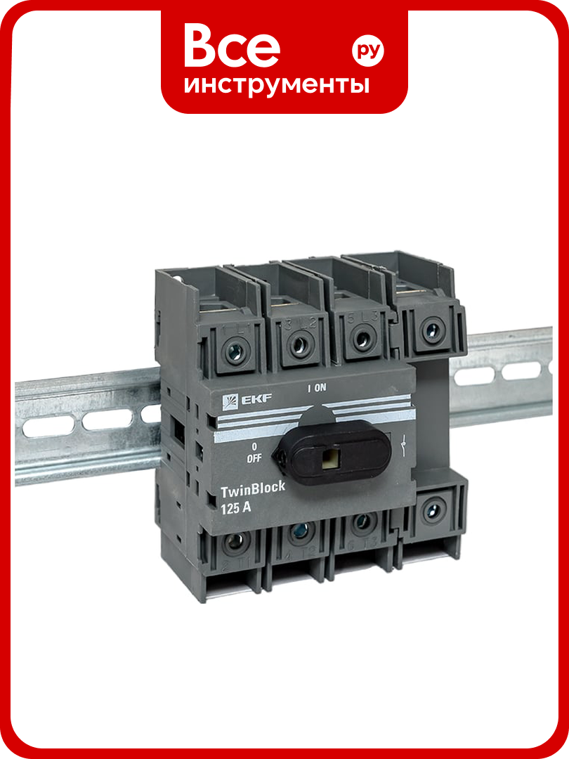 Рубильник EKF 125A 4P c рукояткой управления для прямой установки TwinBlock tb-125-4p-f