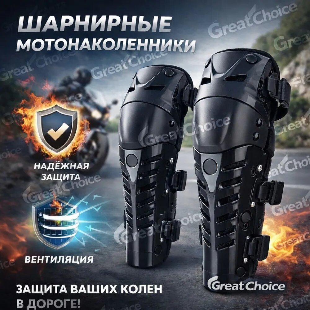 Шарнирные мотонаколенники, мотоциклетные наколенники регулируемые 1 пара