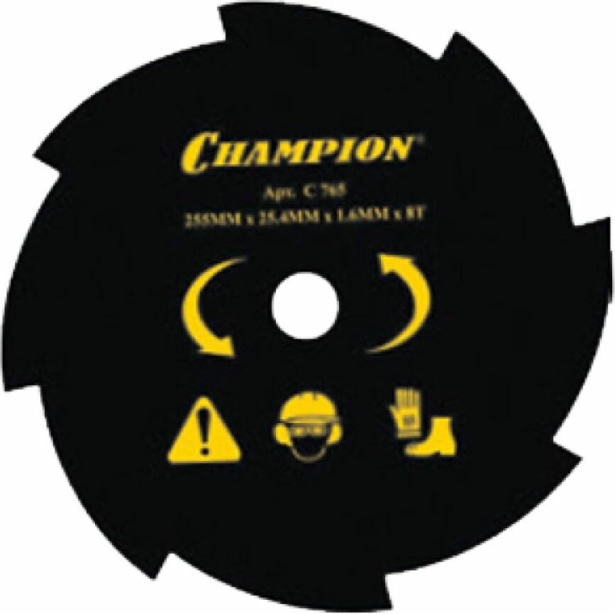 Нож для триммера Champion / Чемпион для жесткой травы и кустарника, черный, 8/230/25.4 / садовая техника