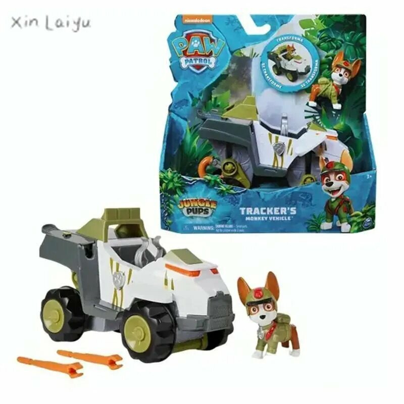 Spin Master Nickelodeon Paw Patrol Jungle Pups with Themed Vehicle Toy / Щенячий патруль Деформируемый детский игрушечный подарочный набор-сюрприз с мини-моделью персонажа и игрушечной машинкой.